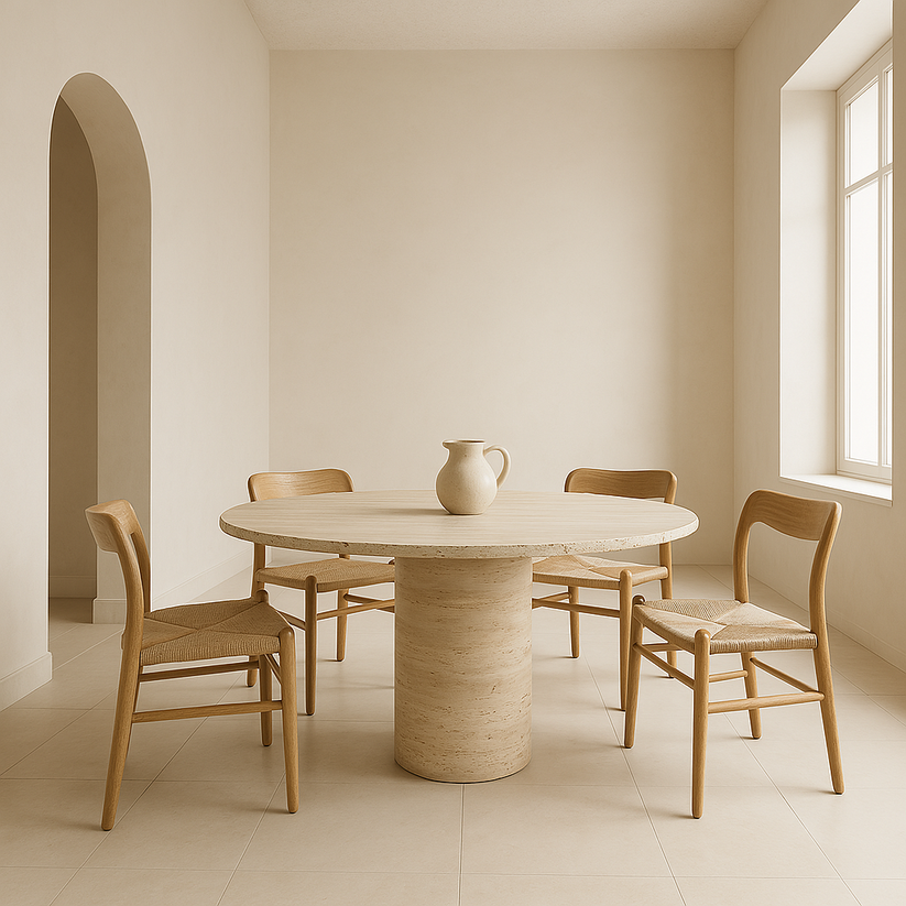 Timeless Round Dining Table - Travertine, Luxury Travertine, Marble ...